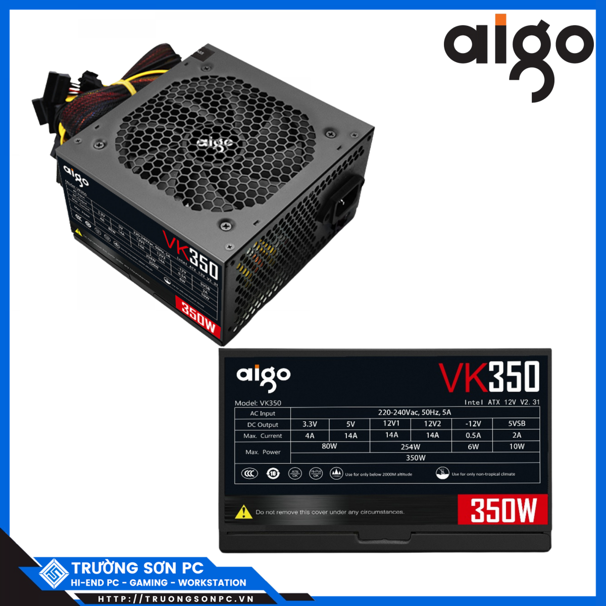 Nguồn máy tính AIGO VK550 - 550W (Màu Đen)