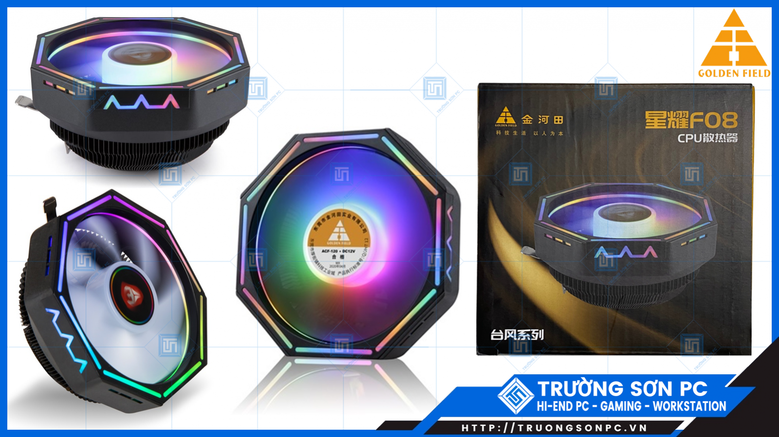Tản Nhiệt Khí GOLDEN FIELD F08 Led | Black