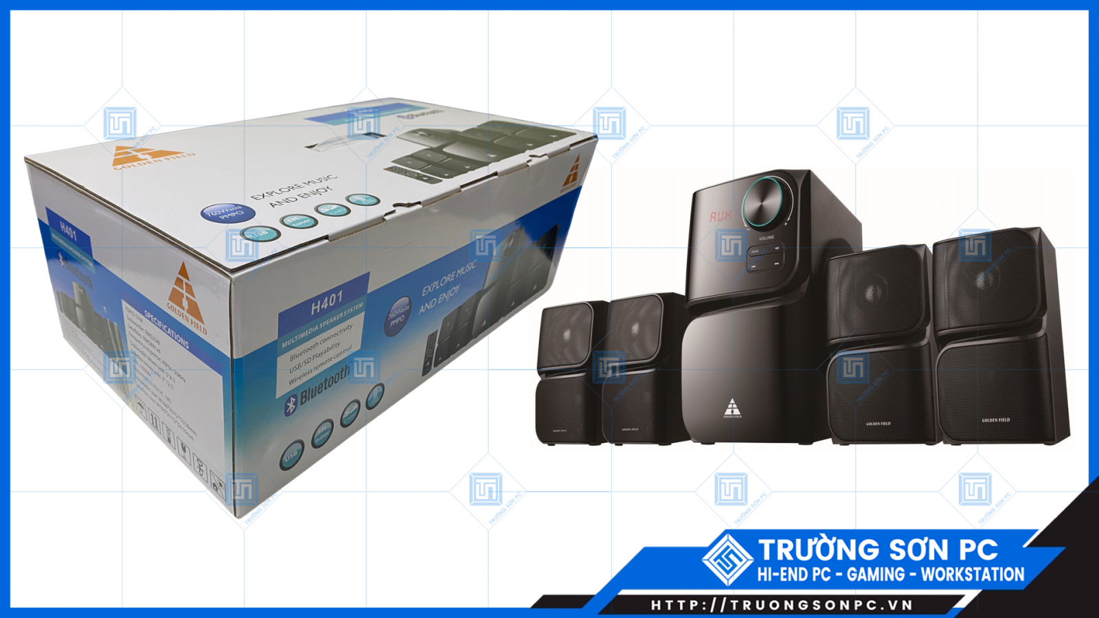 Loa Vi Tính GOLDEN FIELD H401 4.1CH (Bluetooth, USB, SD, FM) Remote ...